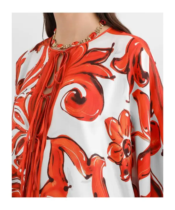 Dolce & Gabbana Majolica-printed Kaftan Dress - Red