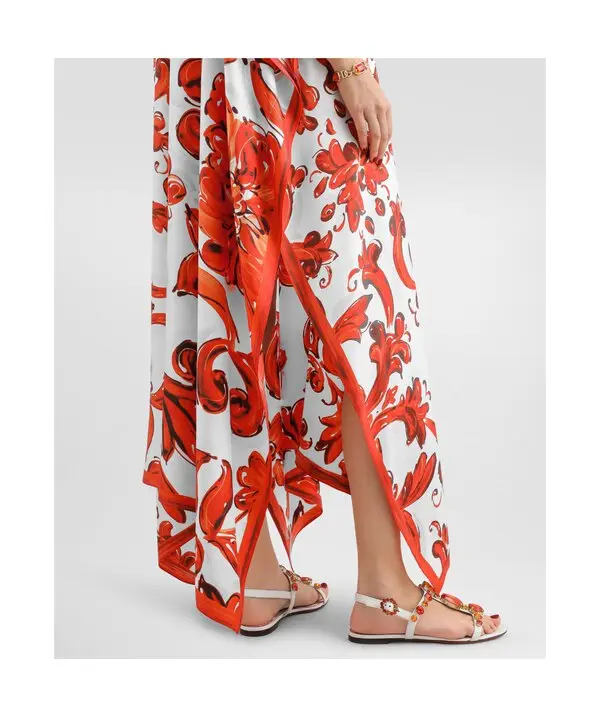 Dolce & Gabbana Majolica-printed Kaftan Dress - Red