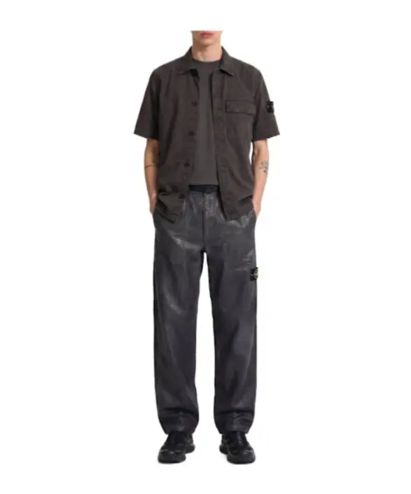 Stone Island Logo Cotton Short Sleeved Shirt - Nude