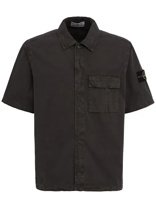 Stone Island Logo Cotton Short Sleeved Shirt - Nude