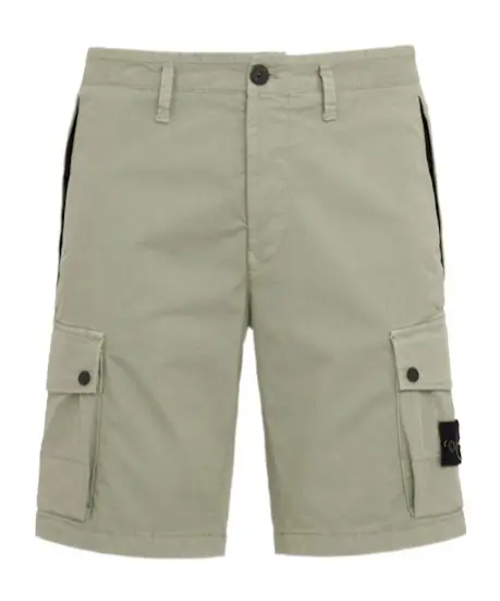 Stone Island Logo Cotton Slim Shorts - Gray