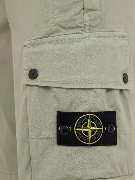 Stone Island Logo Cotton Slim Fit Cargo Shorts