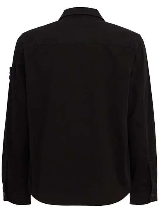 Stone Island Cotton Zip-up Shirt Jacket With Logo Patch
