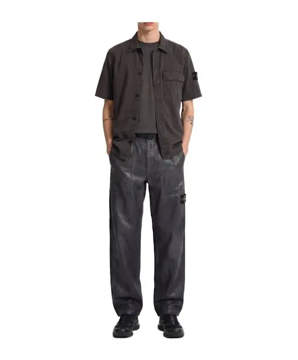 Stone Island Logo Cotton Short Sleeved Shirt