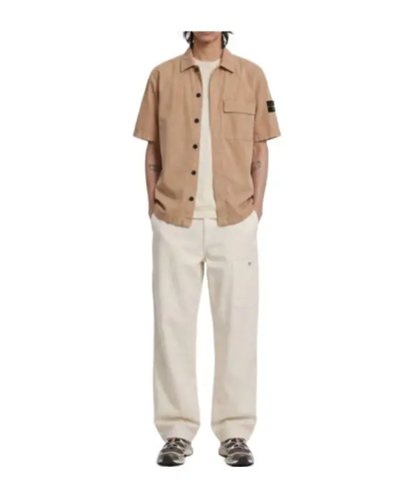 Stone Island Logo Cotton Short Sleeved Shirt