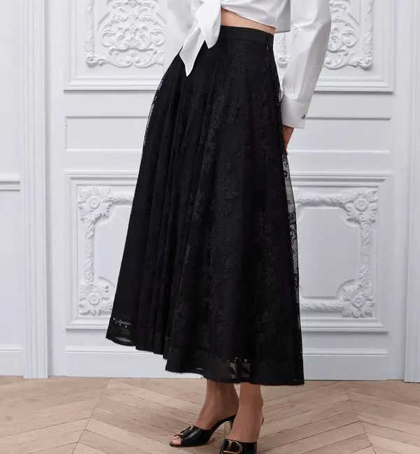 Dior Mid-length Flared Lace Skirt