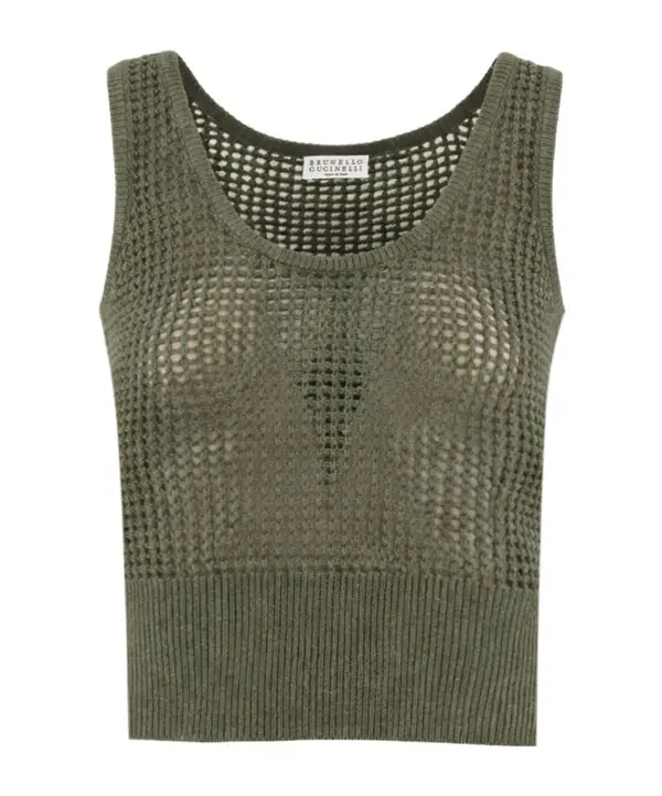 Brunello Cucinelli Sleeveless Knitted Tank Top - Green