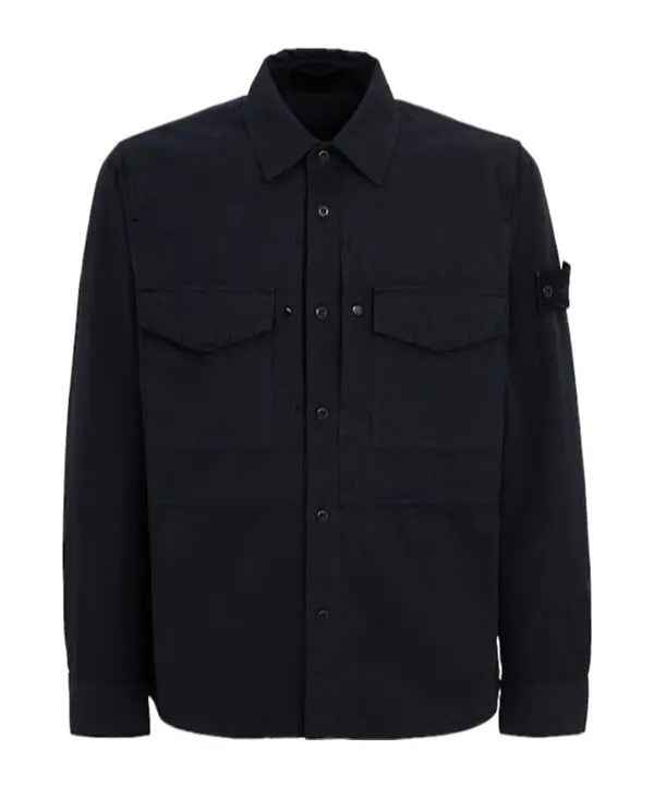 Stone Island Cotton And Linen Shirt - Black