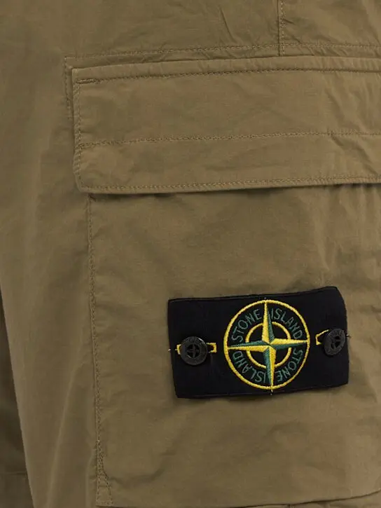 Stone Island Logo Cotton Regular Cargo Shorts