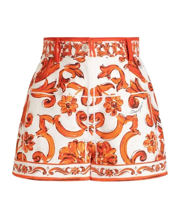 Dolce & Gabbana Majolica Print High-waisted Shorts