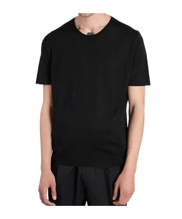 ROBERTO COLLINA Short-sleeved Knitted Top - Black