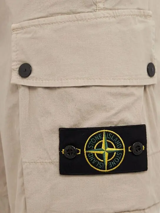 Stone Island Cotton Cargo Shorts With Logo Detail