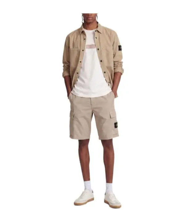 Stone Island Cotton Cargo Shorts With Logo Detail