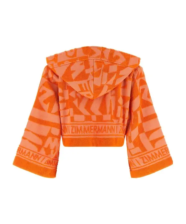 Zimmermann Printed Hooded Top With V-neck And Wide Sleeves