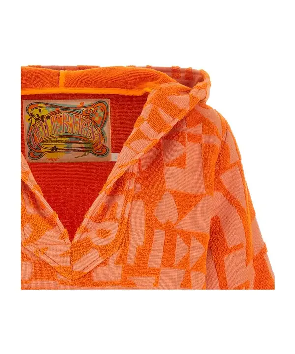 Zimmermann Printed Hooded Top With V-neck And Wide Sleeves