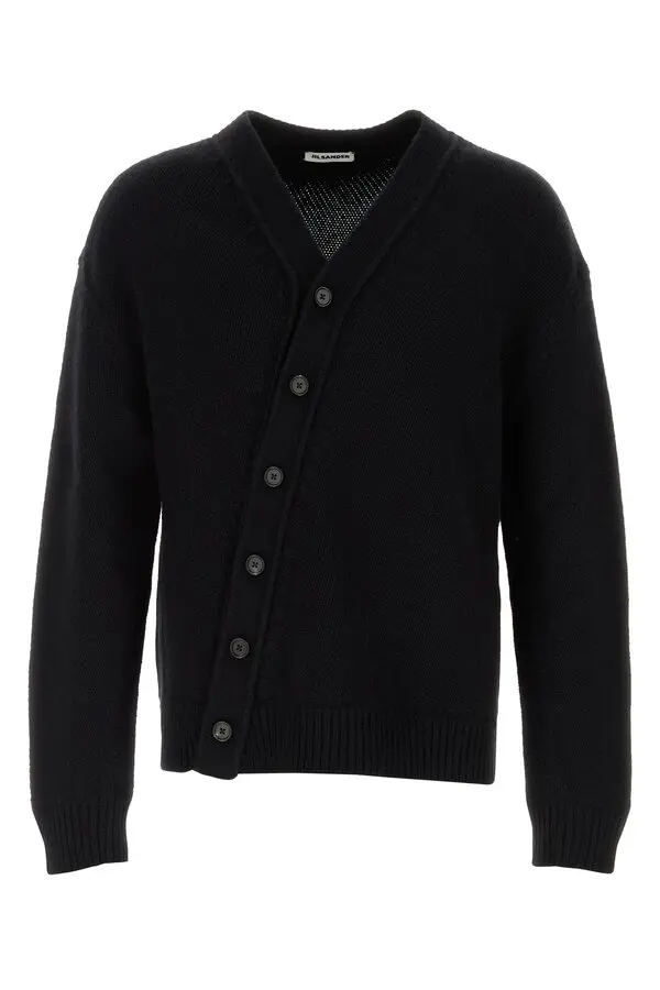 JIL SANDER Wool Blend Cardigan - Black