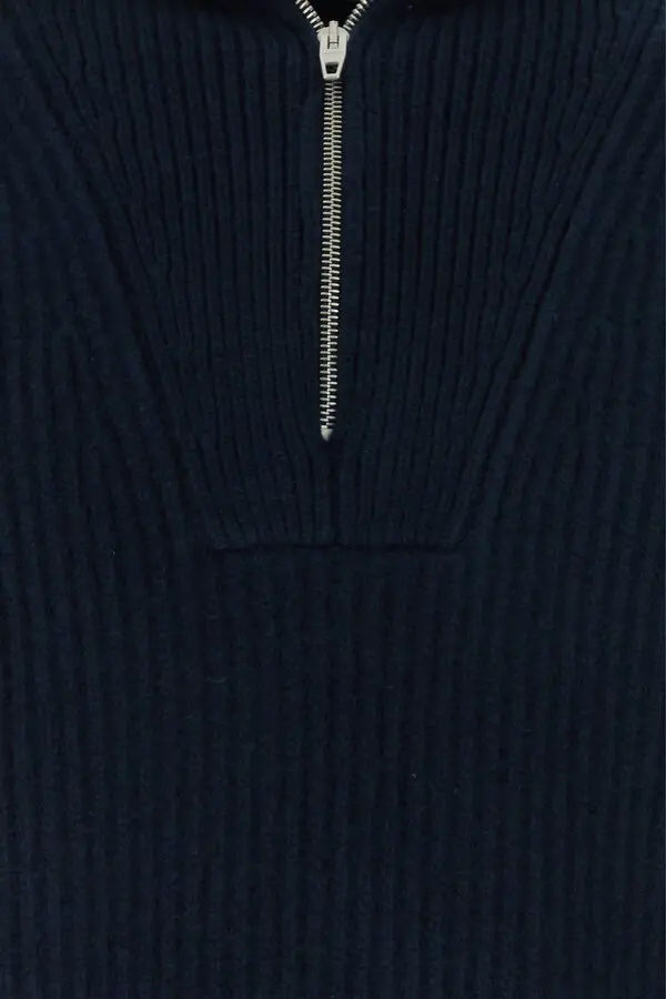 JIL SANDER Navy Wool Polo Shirt