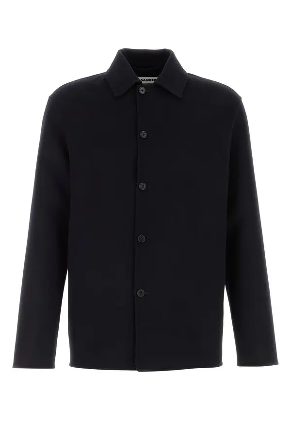 JIL SANDER Midnight Wool Blend Shirt - Blue