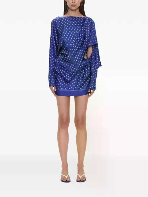 Christopher Esber Bandana Print Cutaway Mini Dress