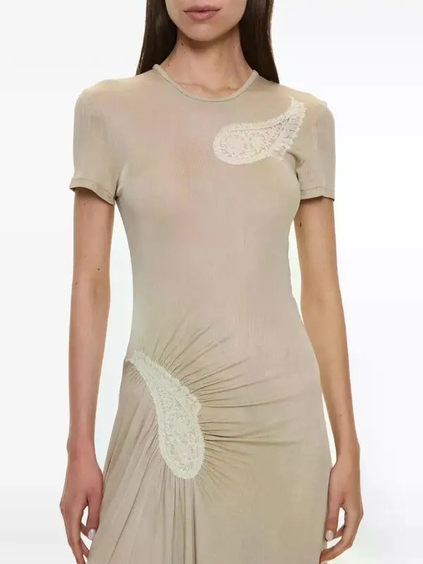 Christopher Esber Paisley Lace-insert Ribbed Asymmetric Dress