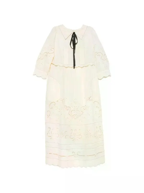 Vita Kin Giovanna Broderie Anglaise Midi Dress - Neutrals