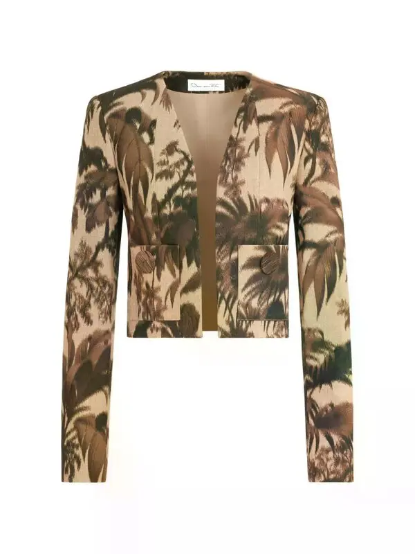 Oscar De La Renta Chiné Palm Leaves Jacket