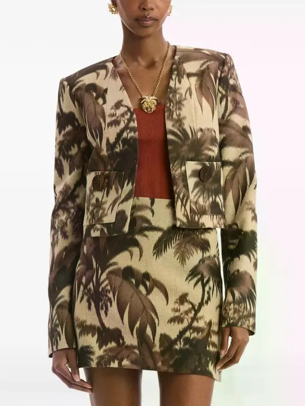 Oscar De La Renta Chiné Palm Leaves Jacket
