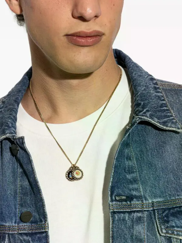 Dsquared2 Floral Pendant Curb Chain Necklace