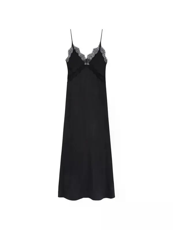 ANINE BING Lace-trim V-neck Maxi Dress - Black