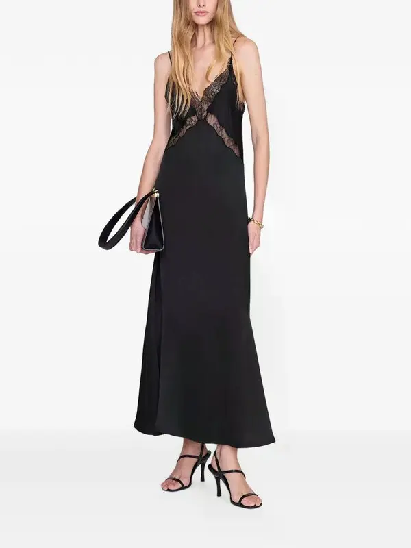 ANINE BING Lace-trim V-neck Maxi Dress
