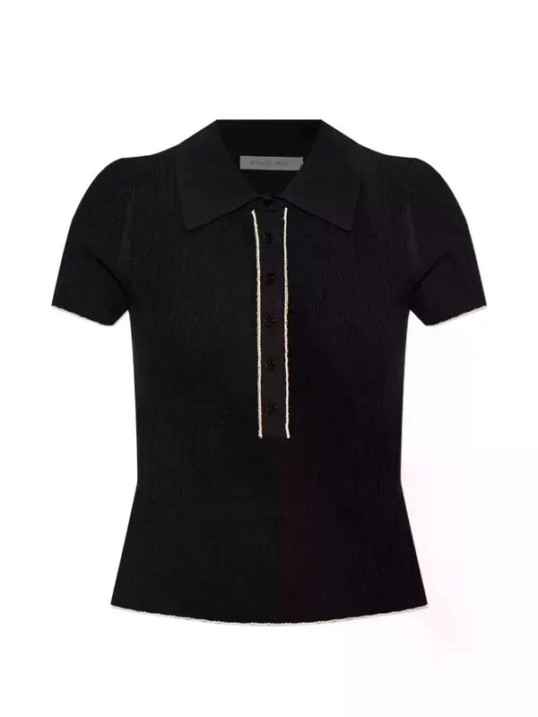 BY MALENE BIRGER Benita Ribbed-knit Polo Shirt - Black