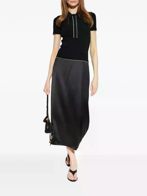 BY MALENE BIRGER Benita Ribbed-knit Polo Shirt - Black