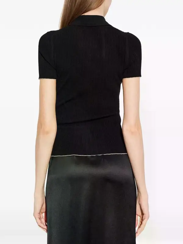 BY MALENE BIRGER Benita Ribbed-knit Polo Shirt - Black