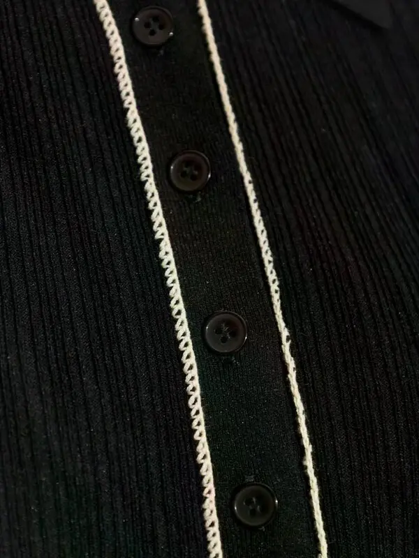BY MALENE BIRGER Benita Ribbed-knit Polo Shirt - Black