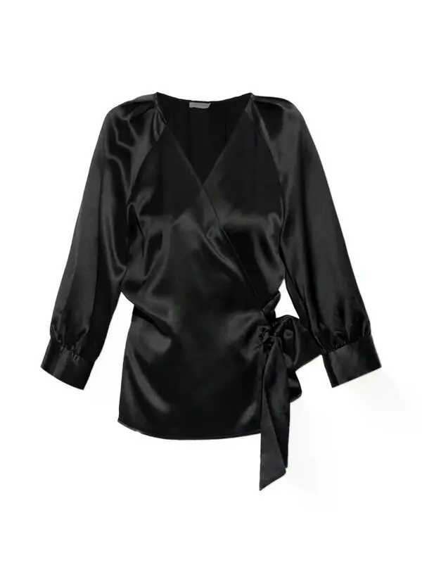 BY MALENE BIRGER Satin-effect Wrap Blouse - Black