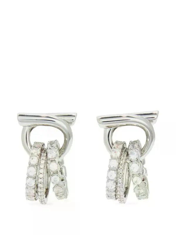 FERRAGAMO Gancini Crystal-embellished Drop Earrings - Silver