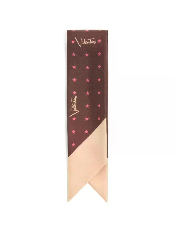 Valentino Garavani Stelline E Firma Starry Silk Bandeau Scarf - Brown
