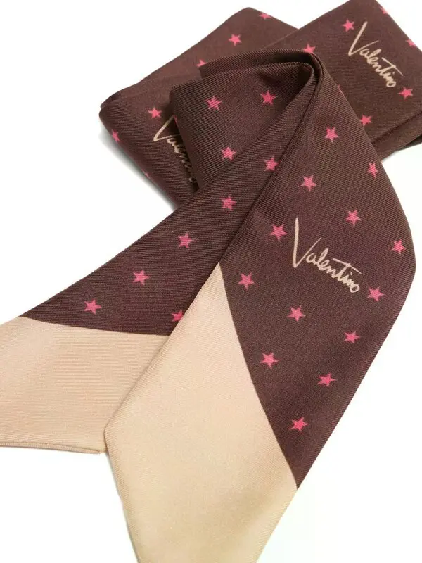 Valentino Garavani Stelline E Firma Starry Silk Bandeau Scarf - Brown
