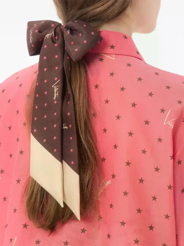 Valentino Garavani Stelline E Firma Starry Silk Bandeau Scarf - Brown