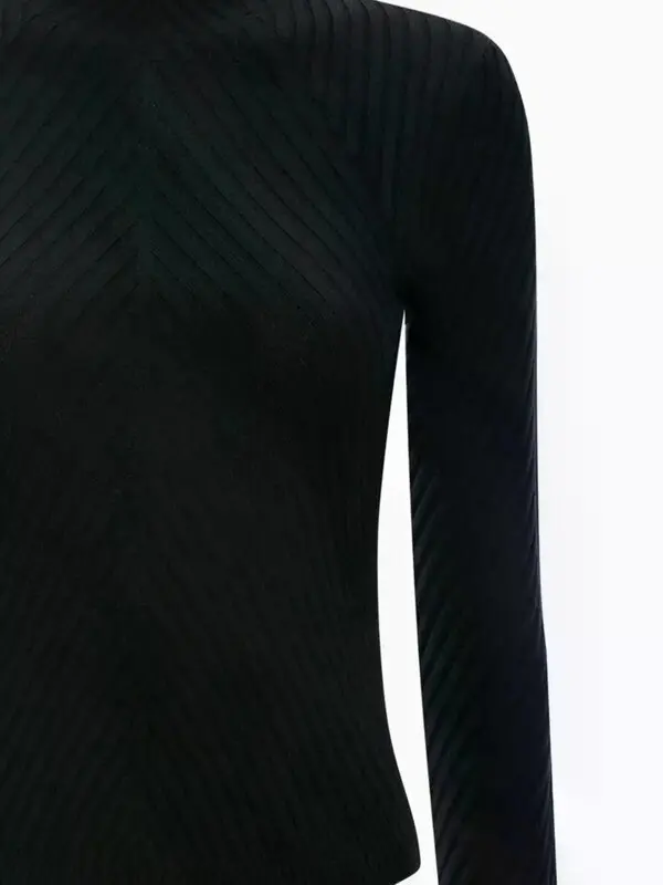 Victoria Beckham Ribbed Knit Mock Neck Sweater - Black