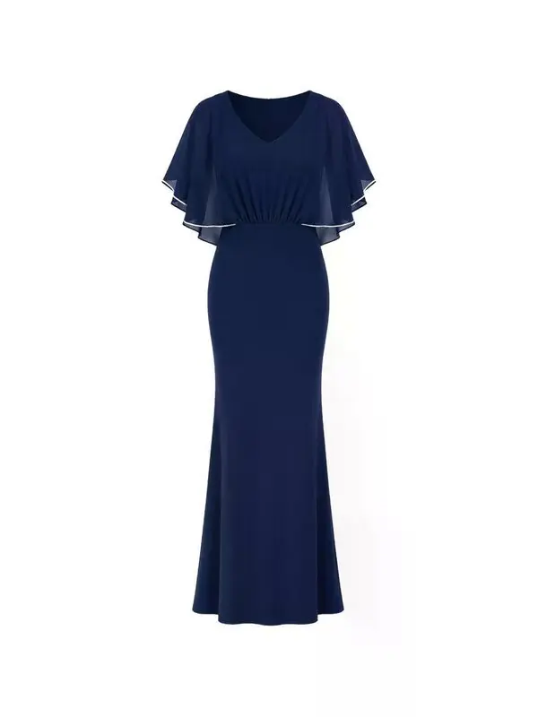 Frank Lyman Chiffon V-neck Maxi Dress - Blue