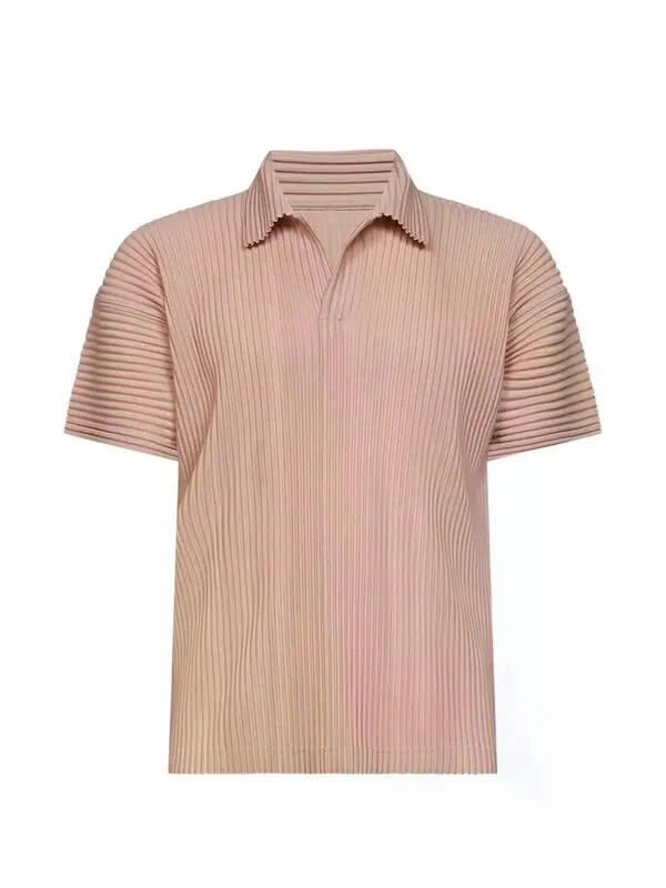 Issey Miyake Pleated Polo Shirt - Pink