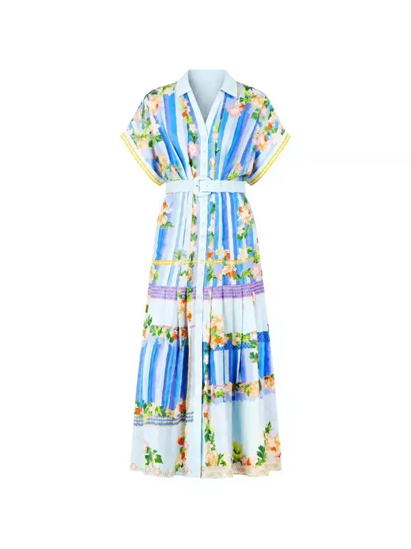 Saloni Riya Floral Print Midi Dress - Blue