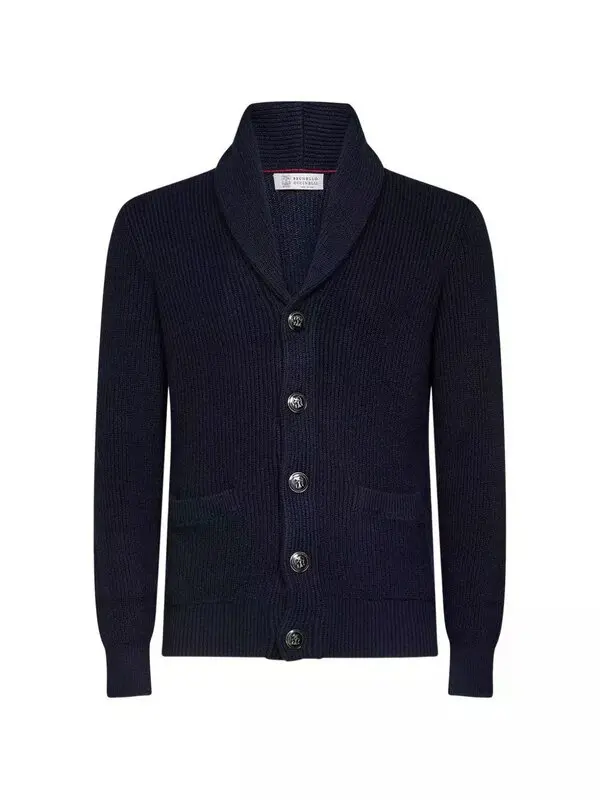 Brunello Cucinelli Solomeo Crest Shawl-collar Cardigan - Blue