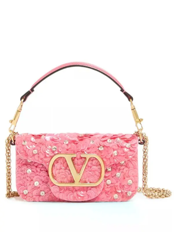Valentino Garavani Locò Small Embroidered Shoulder Bag - Pink