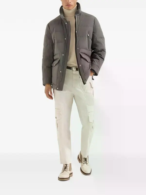 Brunello Cucinelli Padded Hooded Jacket - Grey