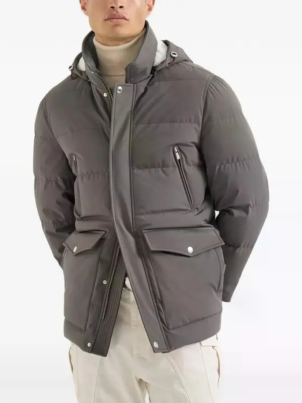 Brunello Cucinelli Padded Hooded Jacket - Grey