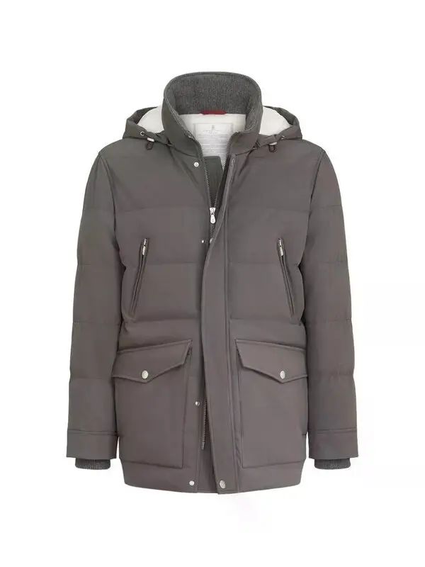 Brunello Cucinelli Padded Hooded Jacket - Grey