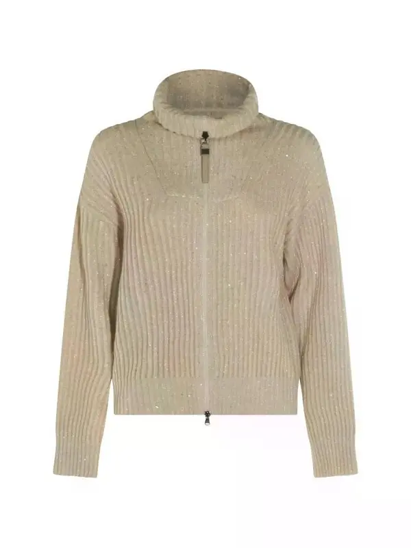 Brunello Cucinelli Sequin-embellished Ribbed Knit Cardigan