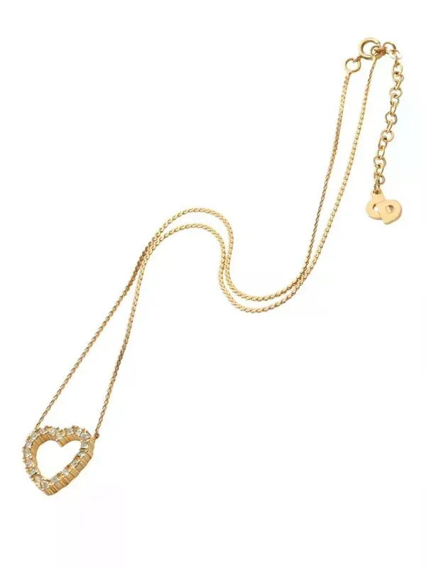 Dior Plated Strass Open Heart Pendant Necklace - Gold